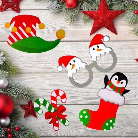 Aoibox 32 Piece Christmas Photo Booth Props Kit Diy Pose Sign Kit For