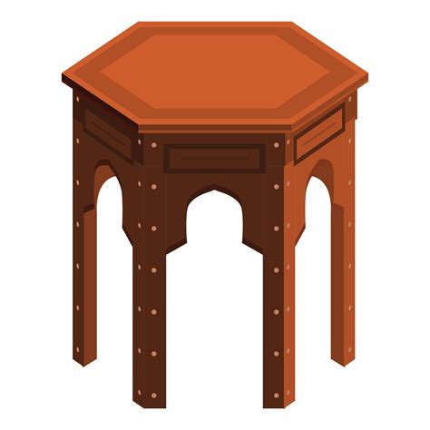 Wooden Hexagonal Table Standing On White Background 50042781 Vector Art
