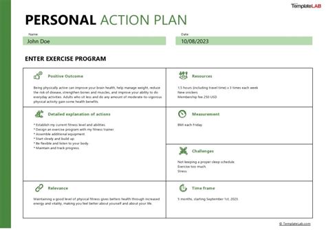 Free 10 Personal Action Plan Template Best Ideas