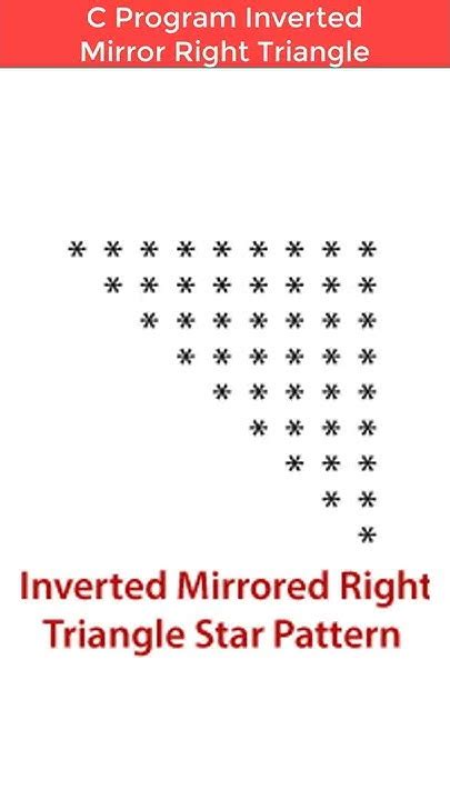 c program print inverted mirrored right triangle star pattern shorts