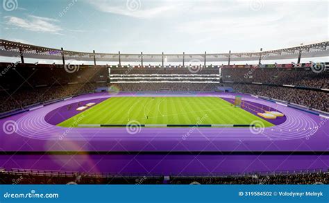Sunlit Open Air Stadium During Sports Event Spectator Areas And