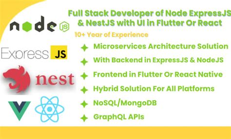 Do Full Stack Mobile Apps Of Node Expressjs Nestjs With Ui In Flutter