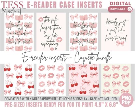 Kindle Insert Printable E Reader Case Insert Digital E Reader Design
