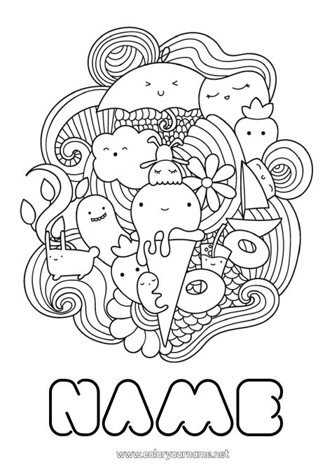 Coloring Page No102 Cute Kawaii Food