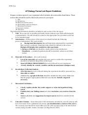 AP Biology Lab Formal Report Template Guide Pdf AP Biology AP Biology Formal Lab Report