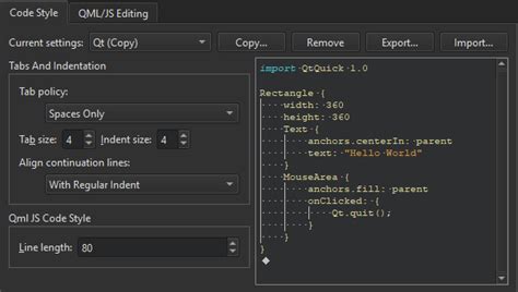 Indenting Text Or Code Qt Design Studio Manual