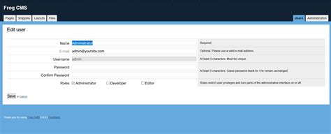there is a csrf in page localhost frogcms master admin user