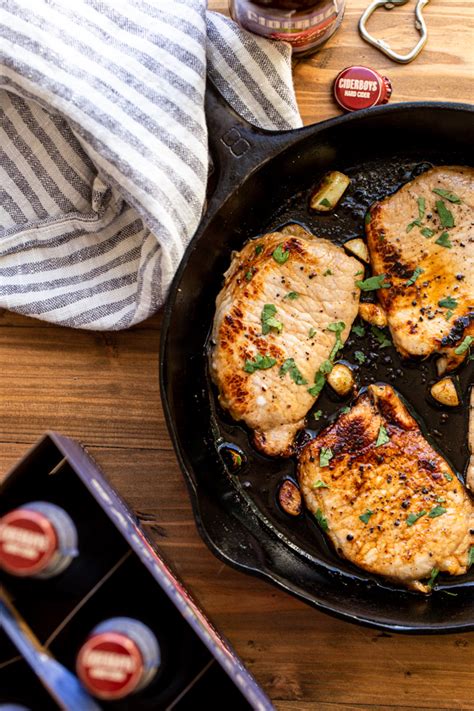 Apple Cider Pork Chops With Hard Apple Cider Garlic