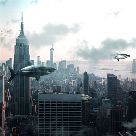 Create This Scene Of Sharks Flying Over Nyc In Photoshop Photoshop