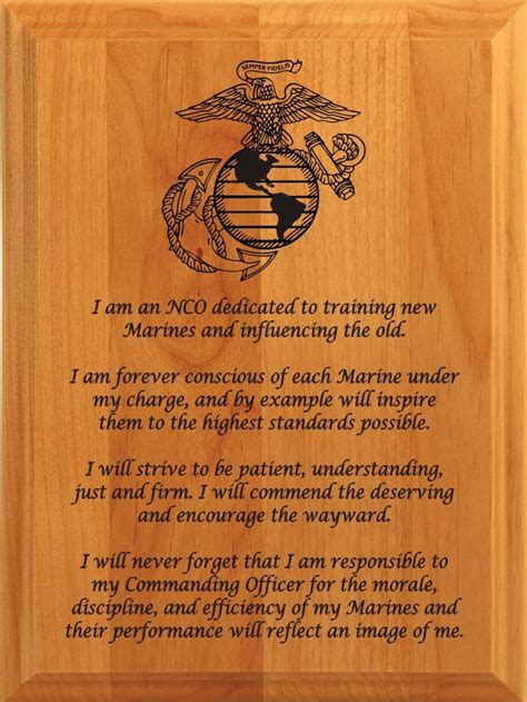 Marine Corps Nco Creed Plaque Marine Plaque Military Plaque Retirement