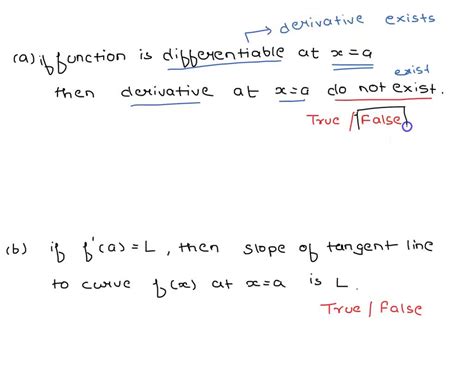 Solved A If A Function Is Differentiable At Xa Then The Derivative