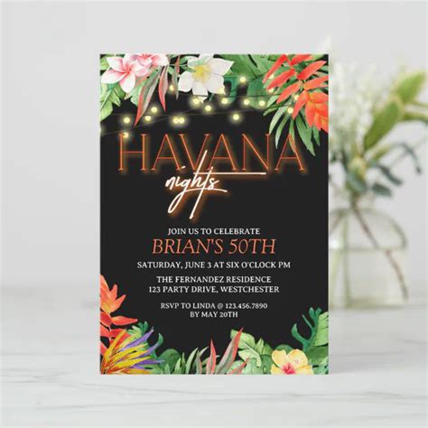 Havana Nights Havana Nights Party Tropical Invit Invitation Zazzle