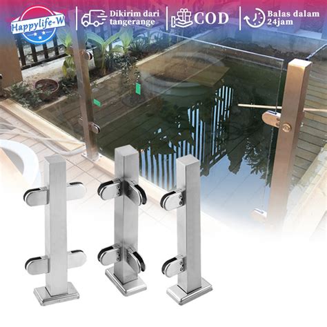 Jual 85cm Topless Doff Braket Tiang Railing Kaca Tepi Hollow Tiang