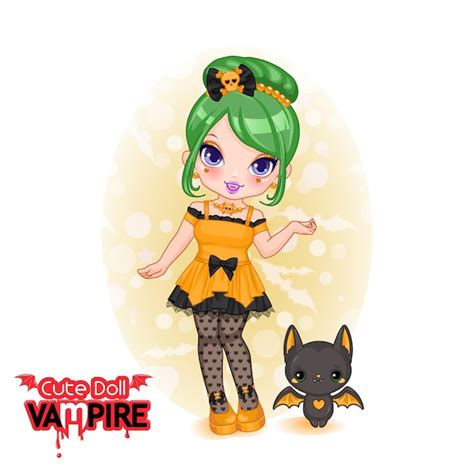 Premium Vector Cute Doll Vampire Chibi Girl