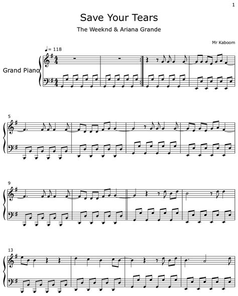 Save Your Tears Sheet Music For Piano
