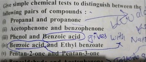 Simple Chemical Tests To Distinguish Between The Following Pairs Of
