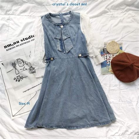 Korean Denim Dress Womens Fashion Dresses And Sets Dresses On Carousell