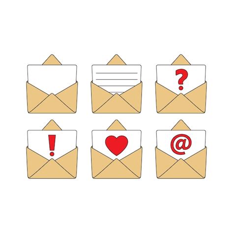 어린이들이 만화를 그리는 터 일러스트레이션 메일 아이콘 화이트에 고립되어 있습니다 프리미엄 벡터