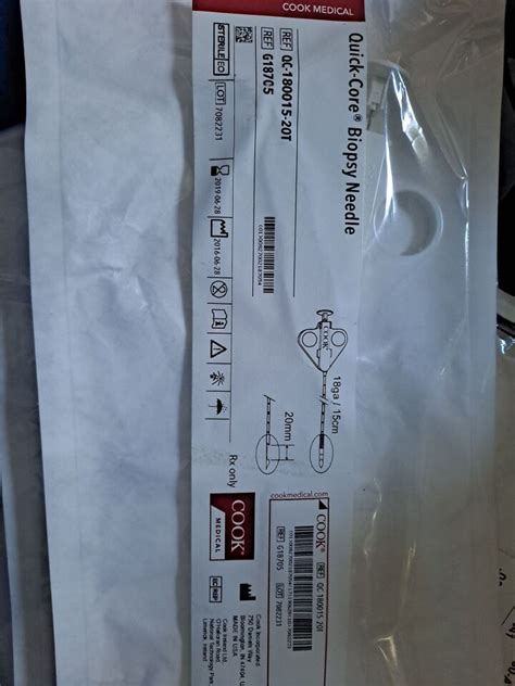 New Cook G18705 Quick Core Biopsy Needle X Disposables General For