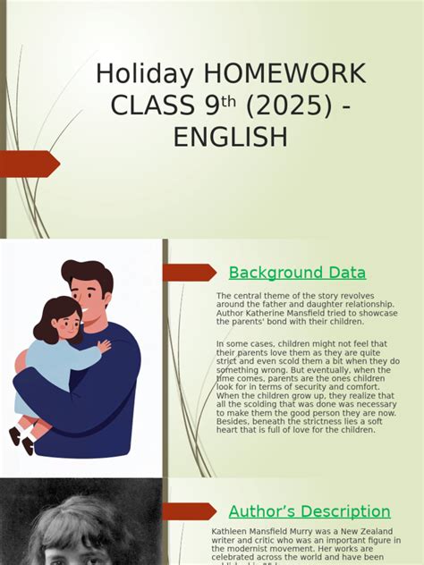 Holiday Homework English Pdf Katherine Mansfield Interpersonal