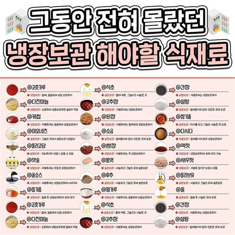 그동안 잘 몰랐던 식재료 조미료 보관법 총정리 음식 맛있는 요리 레시피 요리