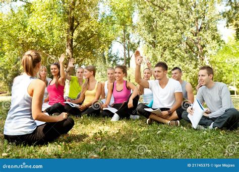 Class In Park Stock Image Image Of Park Positive Outdoor 21745375