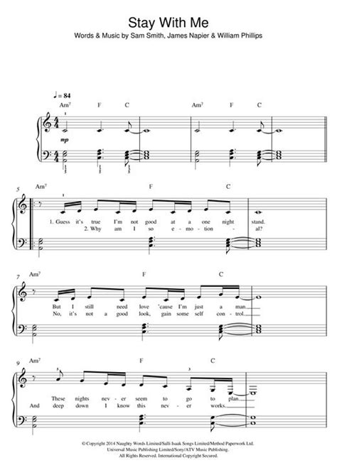 Sam Smith Stay With Me Sheet Music Notes Chords Sheet Music Notes