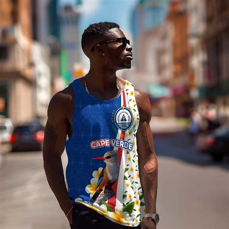 Cape Verde Men Tank Top Kingfisher Bird Floral Flag Spirit By African Pride