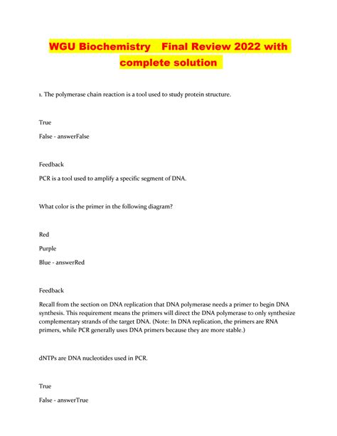 SOLUTION Wgu Biochemistry Final Review With Complete Solution Studypool