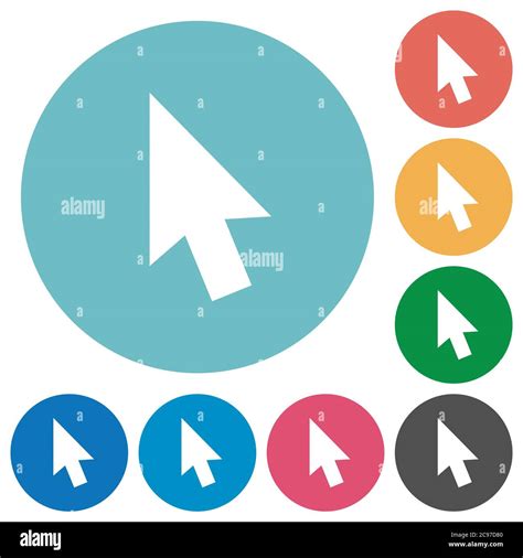 Mouse Cursor Flat White Icons On Round Color Backgrounds Stock Vector Image Art Alamy