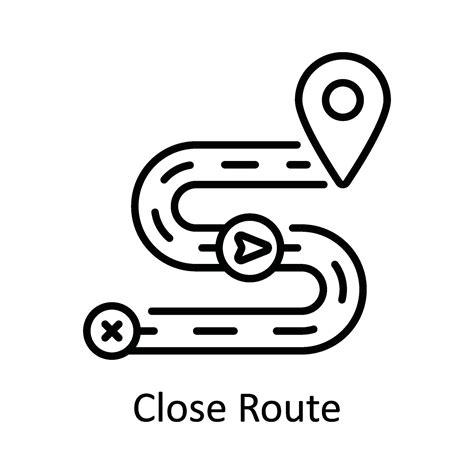 Close Route Vector Outline Icon Design Illustration Map And Navigation Symbol On White