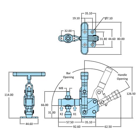 Vtc 207 Tu Vertical Hold Down Action Flanged Base T Handle U Bar