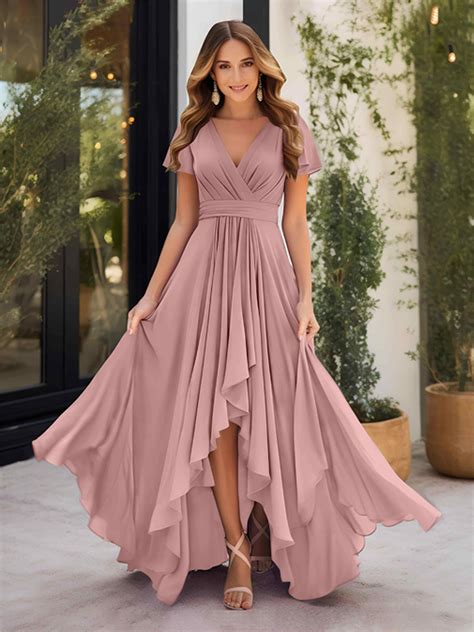 Marley Chic Pleats Corset Back Floor Length Chiffon Bridesmaid Dresses