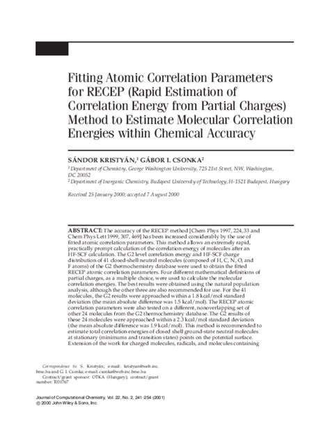 Pdf Fitting Atomic Correlation Parameters For Recep Rapid Estimation