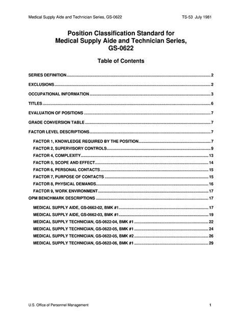 Fillable Online Opm Position Classification Standard For Medical Supply Aide And Opm Fax