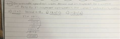 Solved Arithmetic Operations In Both Decimal And Binary I Chegg
