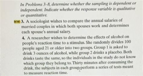 Solved In Problems 3 8 Determine Whether The Sampling Is Chegg Com