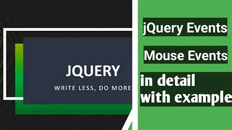 Types Of JQuery Events With Examples Mouse Events And Its Types Hindi YouTube