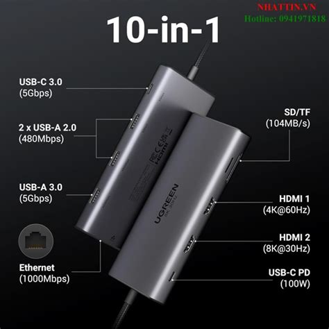 Docking Station 10 In 1 Type C Thunderbolt Revodok Pro 210 Ra Hdmi Usb
