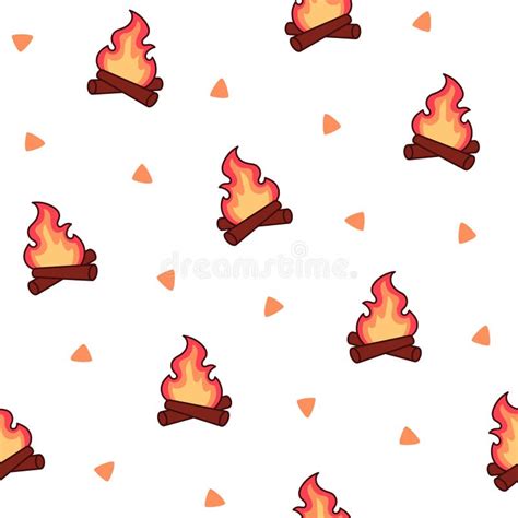 Fire Flame Seamless Pattern Stock Illustration Illustration Of
