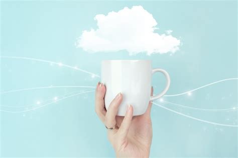 Premium Photo Cloud Computing Technology Internet Concept Girl Hand Hold Morning Coffee Cup