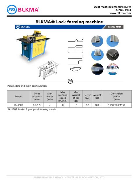 Technical Parameter Of Duct Machines You Inquired 2023424 Download