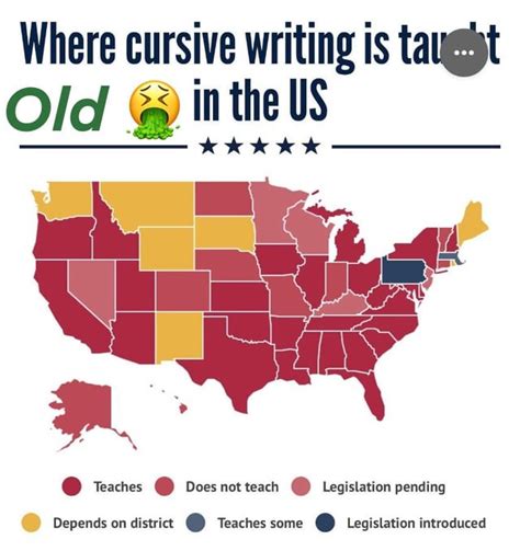 Remade This Barely Readable United States Cursive Map To Make It More
