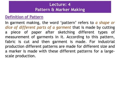 Crm Lecture 04 Pattern And Marker Making Pptx