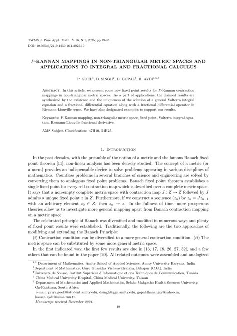 Pdf F Kannan Mappings In Non Triangular Metric Spaces And Applications To Integral And