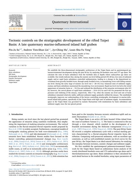 Pdf Tectonic Controls On The Stratigraphic Development Of The Rifted Taipei Basin A Late
