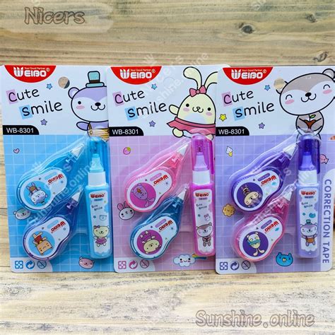 Weibo Cute Correction Tape And Correction Pen Set Wb 8302 Shopee