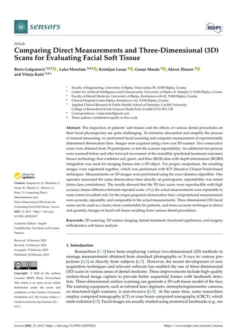Pdf Comparing Direct Measurements And Three Dimensional 3d Scans For Evaluating Facial Soft