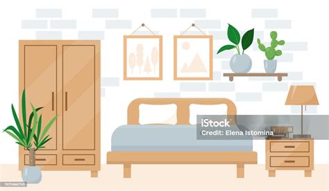 트렌디 한 Scandic Hygge 스타일의 아늑한 나쁜 방 인테리어 홈 식물과 가구가있는 현대적인 집이나 아파트 배경 주제에 대한 스톡 벡터 아트 및 기타 이미지 Istock