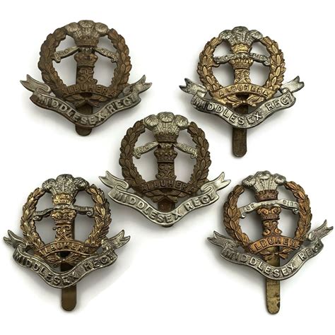 Group 5x Ww2 Middlesex Regiment Cap Badges For Edward British